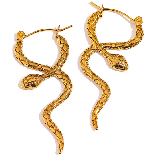 Snake Gold Hinge Hoop Earrings – The Half Moon